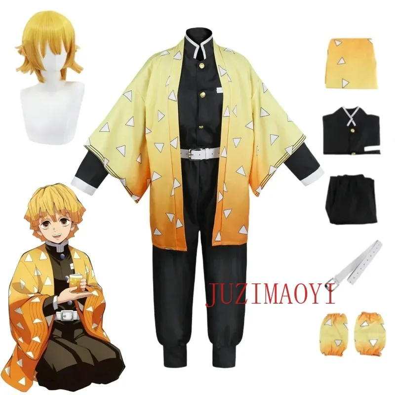 Anime-Agatsuma-Zenitsu-Cosplay-Costume-Kimono-Halloween-Clothes-Party ...