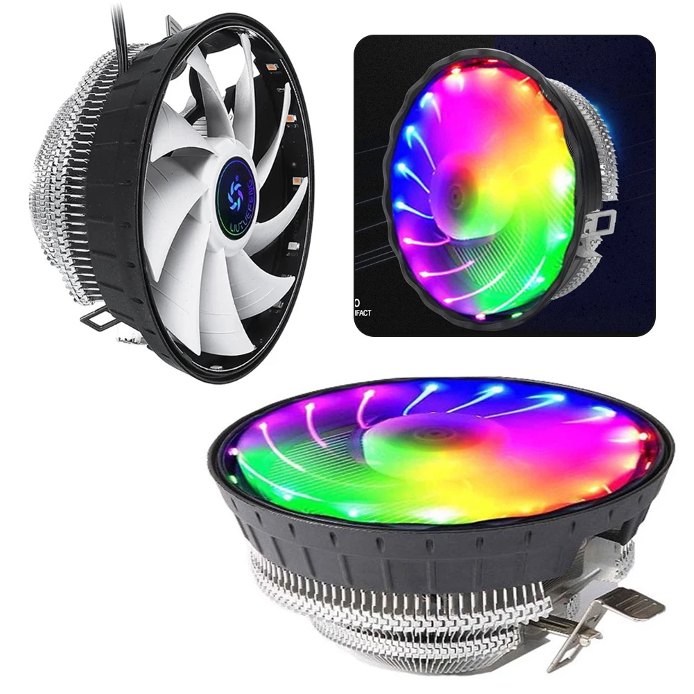 CPU-Cooler-Radiator-Air-Cooling-Fan-3Pin-1800RPM-RGB-Light-Silent ...