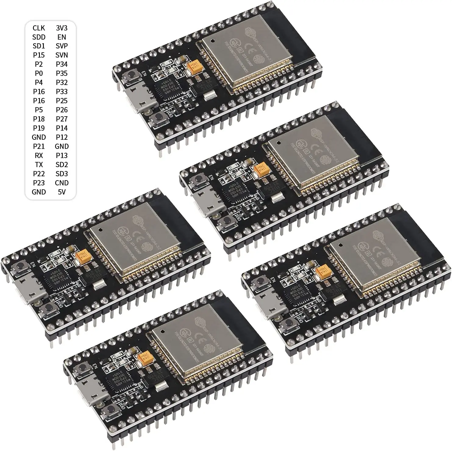 5pcs-38pin-ESP-WROOM-32-ESP32-ESP-32S-Development-Board-2-4GHz-Dual ...
