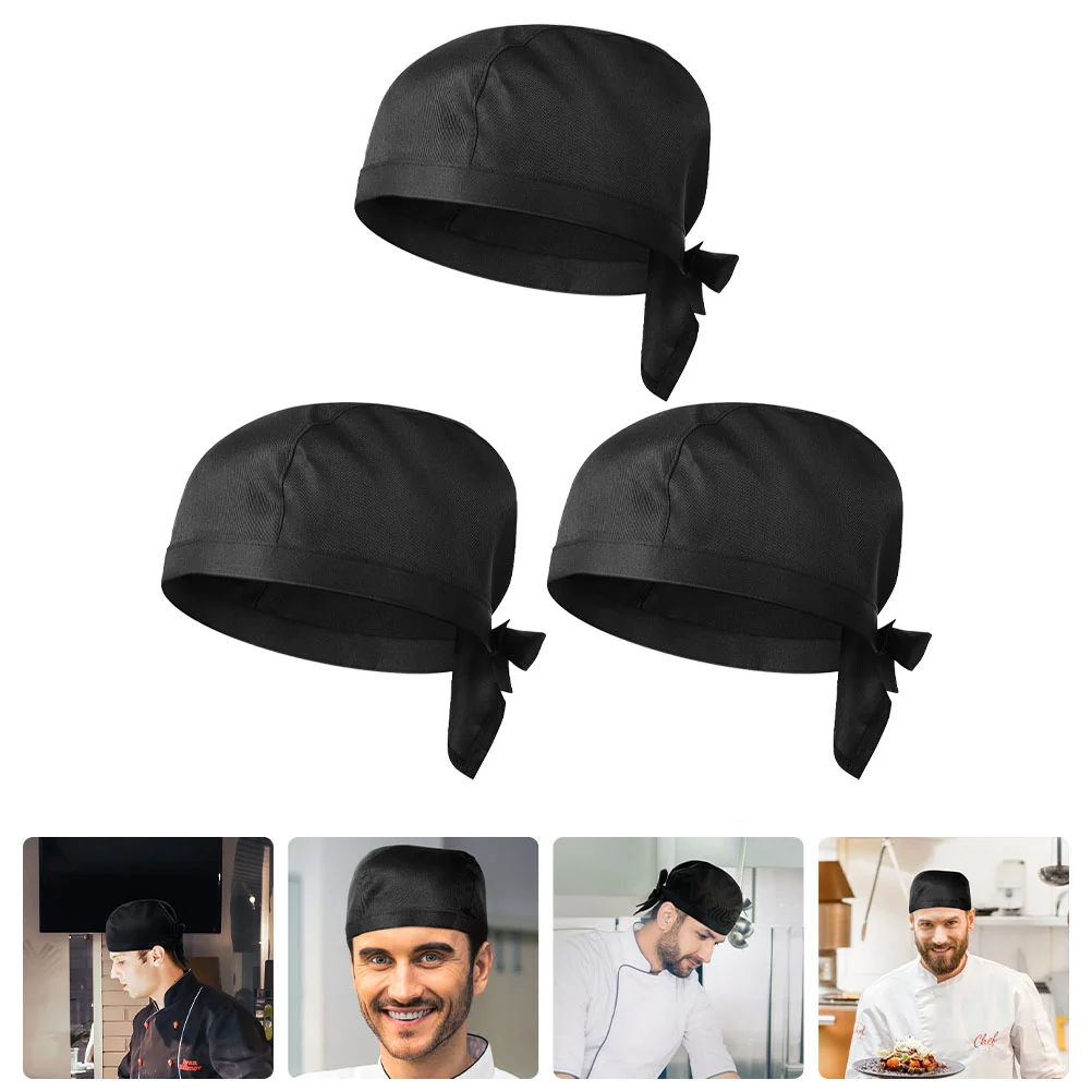 3-Pcs-Chef-Hat-Comfortable-Hats-Ribbon-Cooking-Top-Catering-Safe-Wear ...