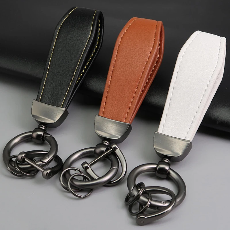 Luxury Key Chain Lady Men Keychain High-quality Leather Car Key Ring ...