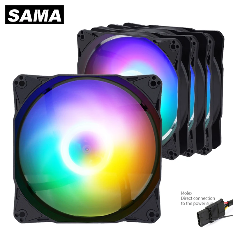 Sama Rgb Computer Case Fan With 4-pin Molex Connector 1200rpm 120mm ...