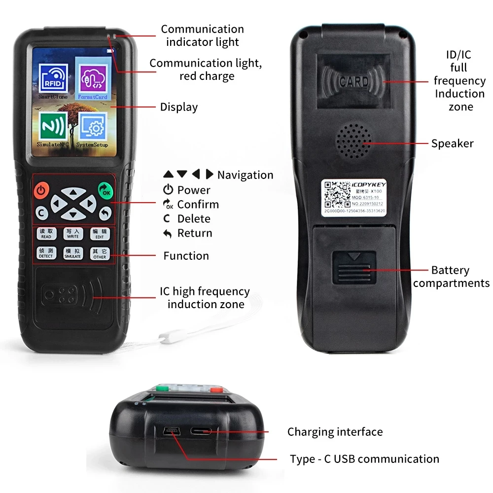 NFC-Smart-Card-Reader-Writer-RFID-Copier-125KHz-EM4100-TK4100-13-56MHz ...