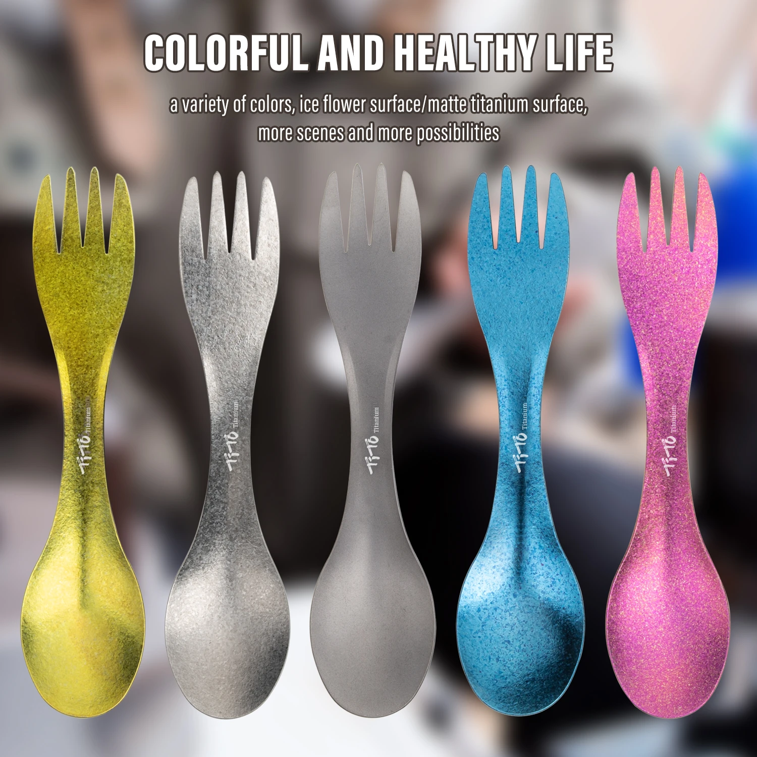 Tito Titanium Spork Spoon Ultralight Cookware Portable For Outdoor ...