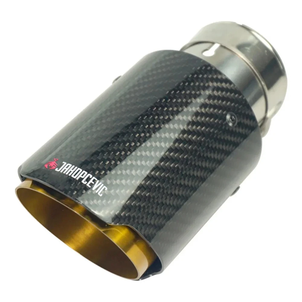Car-Universal-Straight-Edge-Glossy-Carbon-Fiber-Gold-Pipe-Exhaust ...