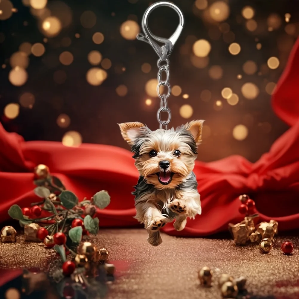 Cute-Running-Yorkshire-Terrier-2D-Acrylic-Pendant-Keychain-York-Puppy ...