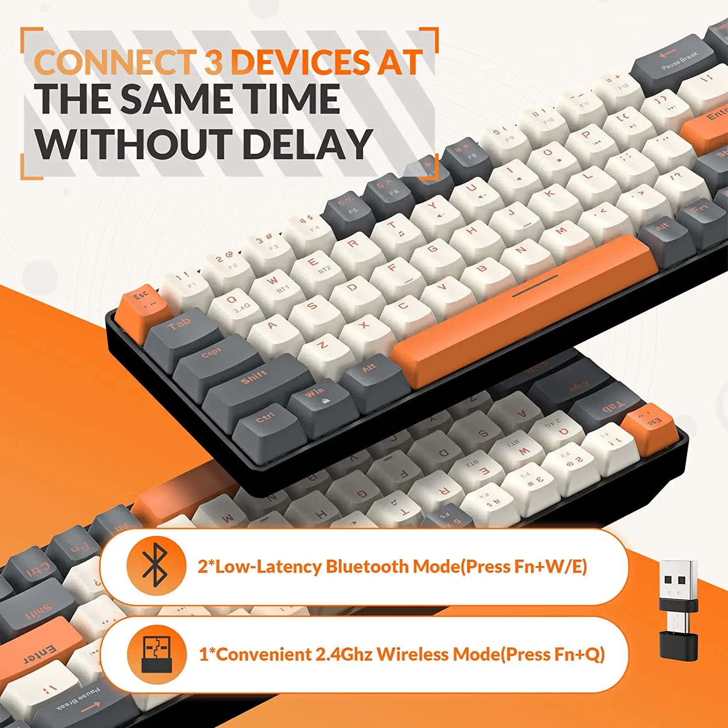 K68 Mechanical Keyboard 2.4G/BT5.0 Bluetooth 68 Key Hot Swap Mini ...