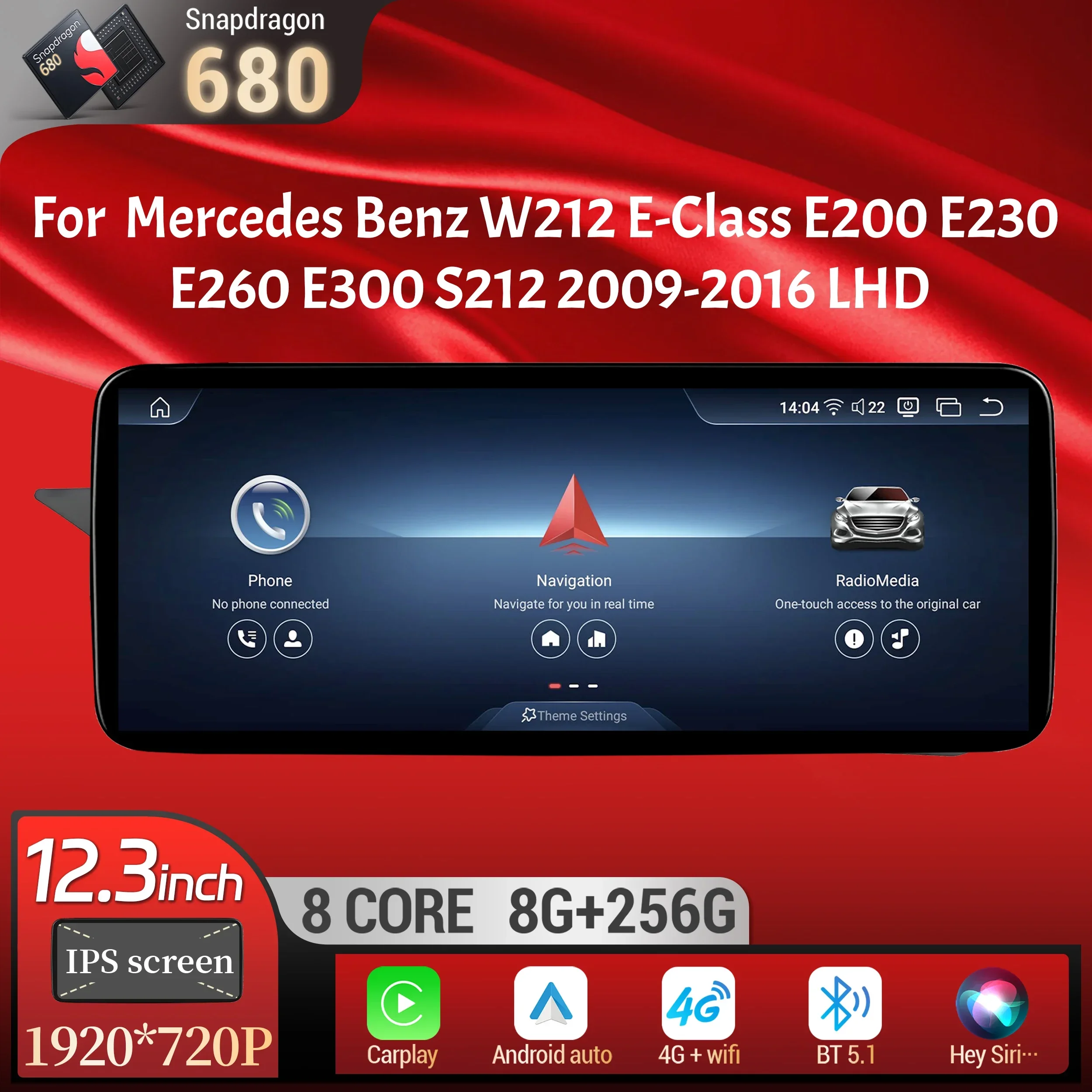 12.3"LHD Car Radio For Mercedes Benz W212 E-Class E200 E230 E260 E300 ...