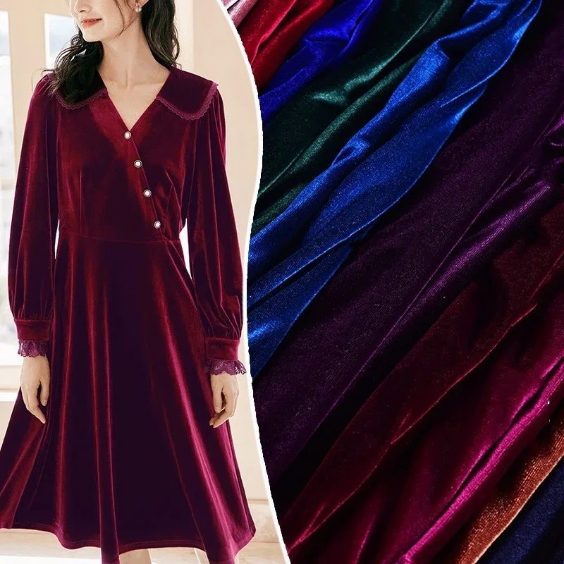 Korean-Velvet-Fabric-Thick-Four-sided-Elastic-Gold-Velvet-Dress-Design ...
