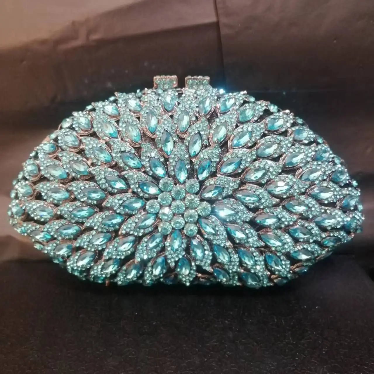 Luxury-Skye-Blue-Crystal-Purse-Stones-Evening-Clutch-Bag-Women-Metal ...