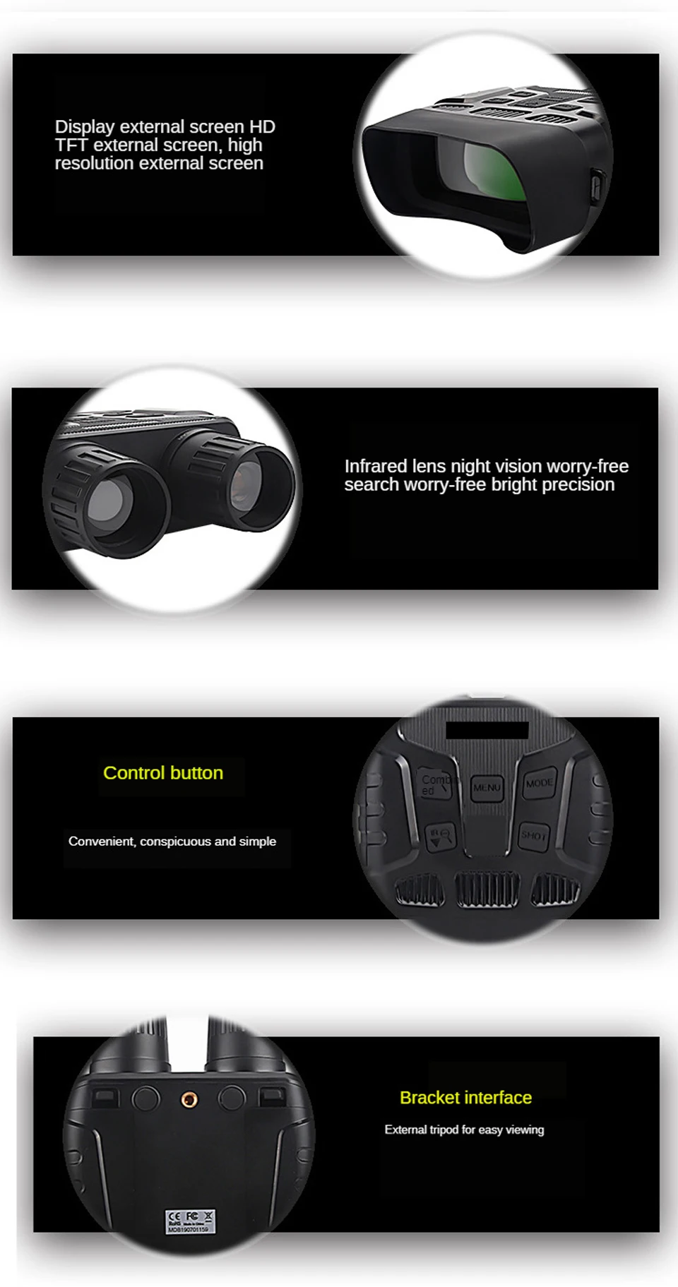 Jumelles de vision nocturne RUMOCOVO® - Zoom télescope Full HD - Vision ...