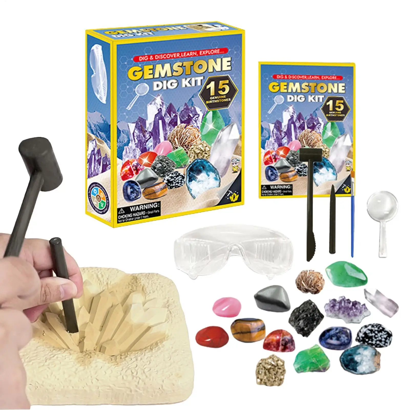Gemstone Dig Kit Science Archaeology Toy with Excavation Tools ...