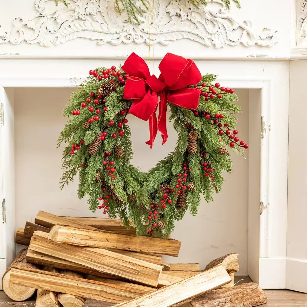 Natal-verde-guirlanda-50cm-grinalda-vermelho-berry-arco-grinalda-para ...
