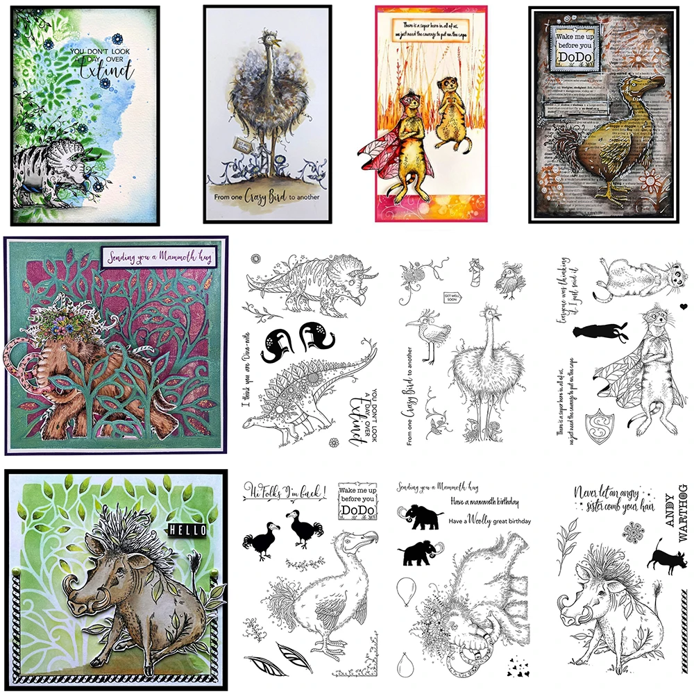 6*8 inch Clear Silicone Stamps Giant Mammoth Dinosaurs Animal Stamps ...