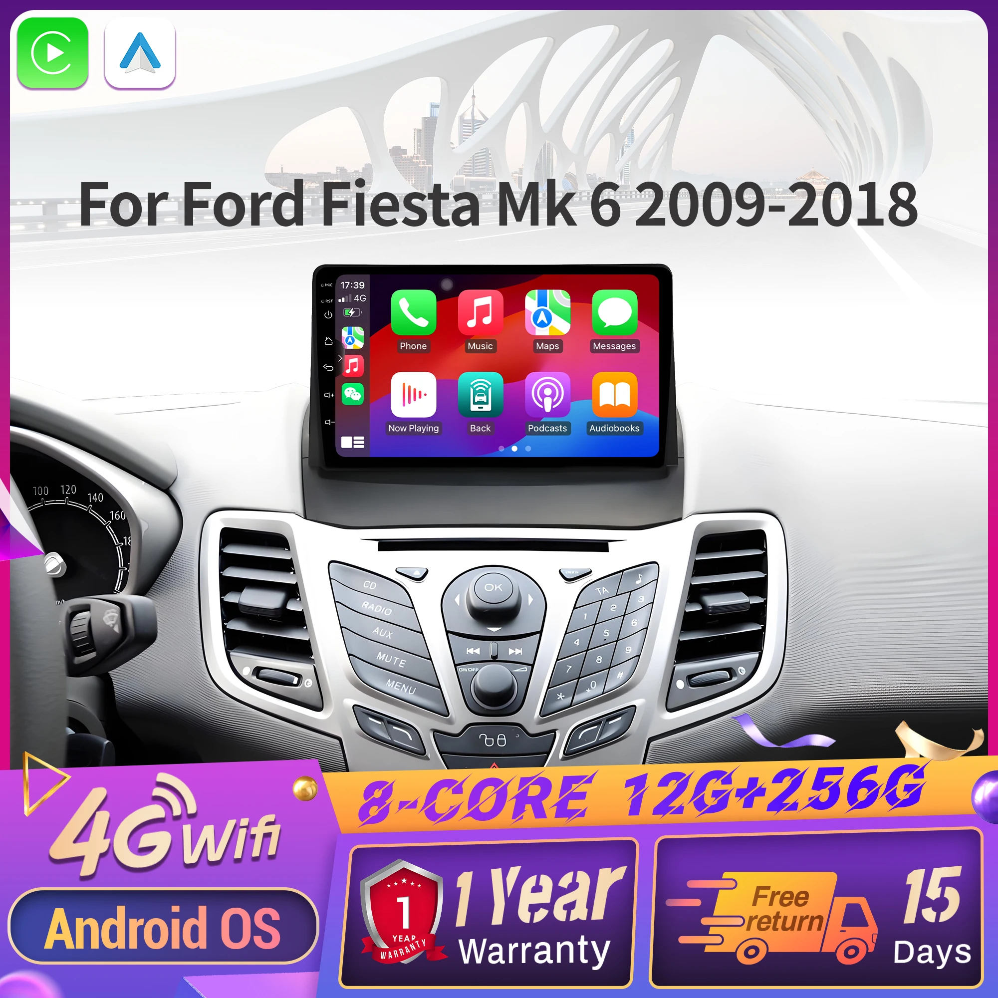Android 14 For Ford Fiesta Mk 6 2009-2018 Car Radio Multimedia ...