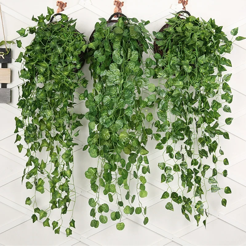 90cm-Artificial-Green-Radish-Wall-Hanging-Plant-Rattan-Home-Living-Room ...