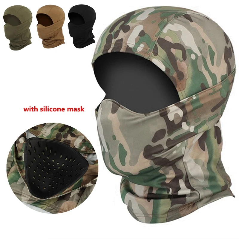 Tactical Silicone Mask Hunting Balaclava Head Hood Silicone Half Face ...