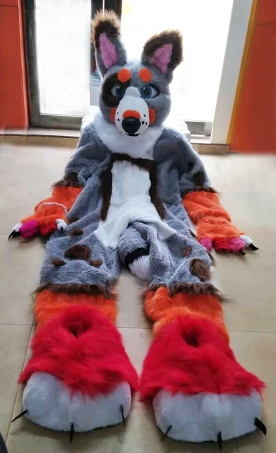 Black And Red Wolf Fursuit