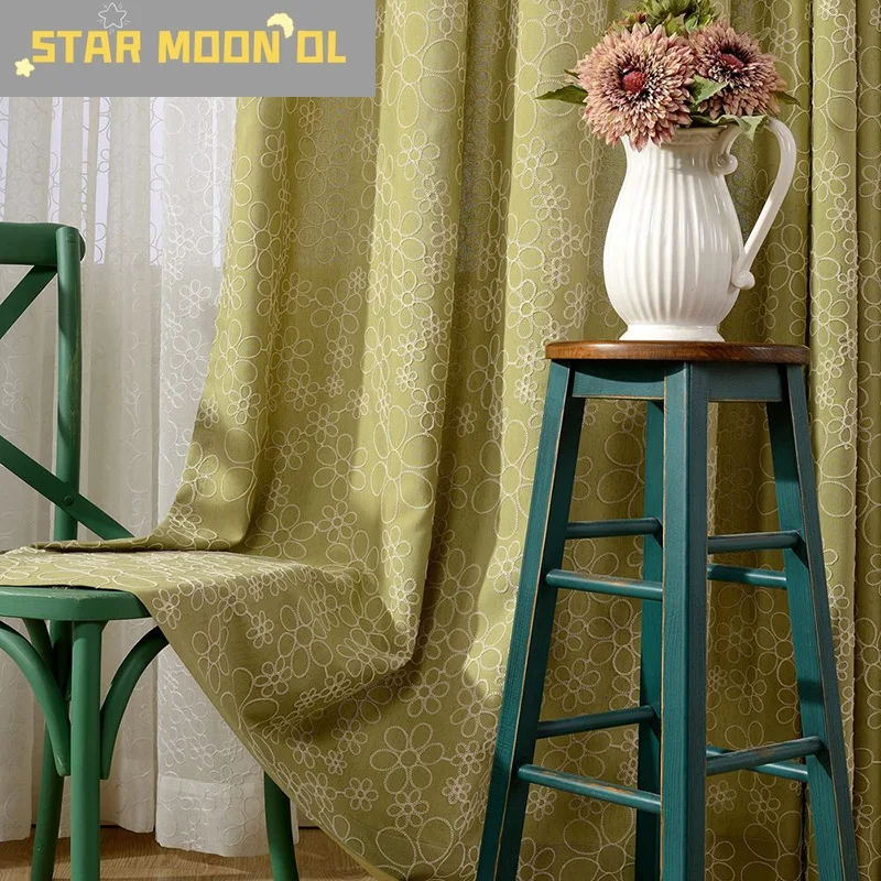 Cotton-linen-embroidered-curtain-embroidered-window-screen-white ...