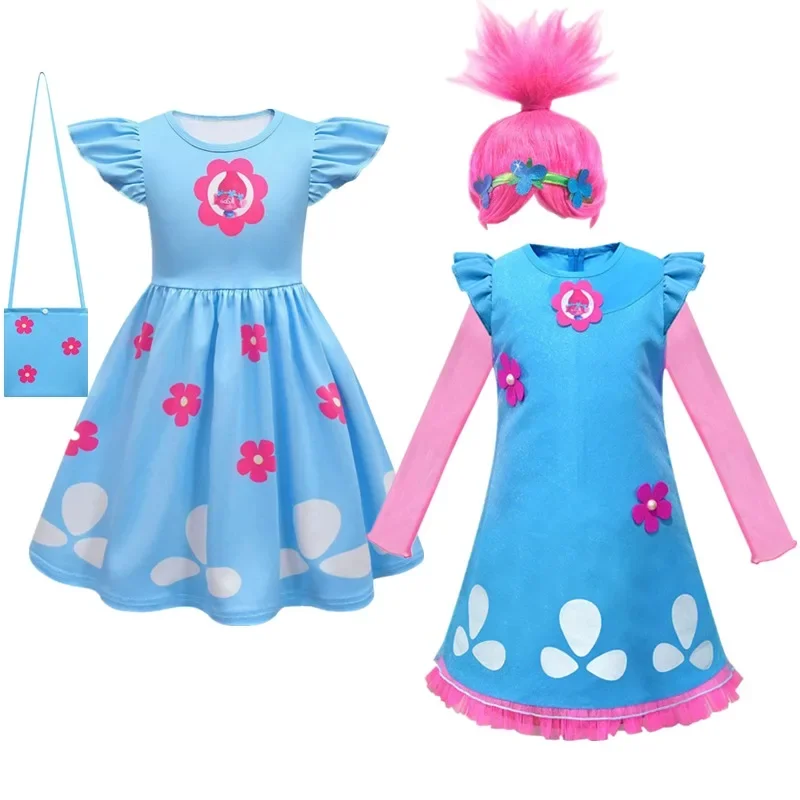 Trolls 2 Kids Dresses For Girls Princess Costume Kids Cosplay trolls ...