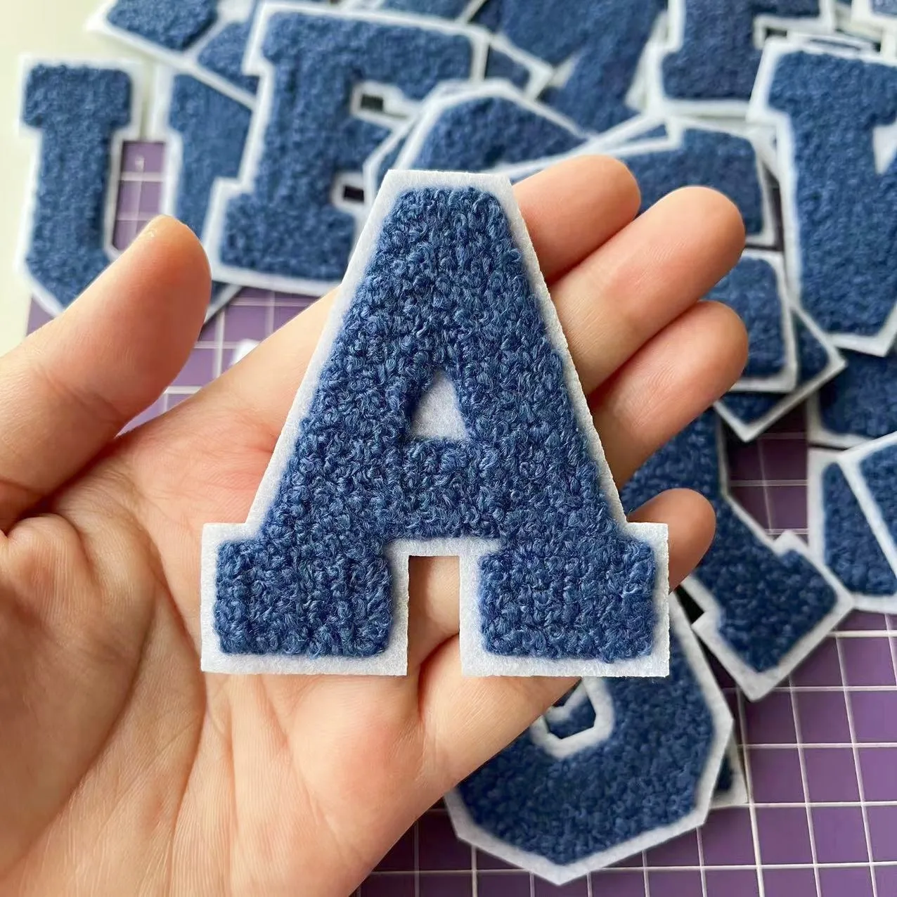 Blue-Letters-Chenille-Embroidered-Sew-On-Patch-Applique-Diy-Name-Badge ...