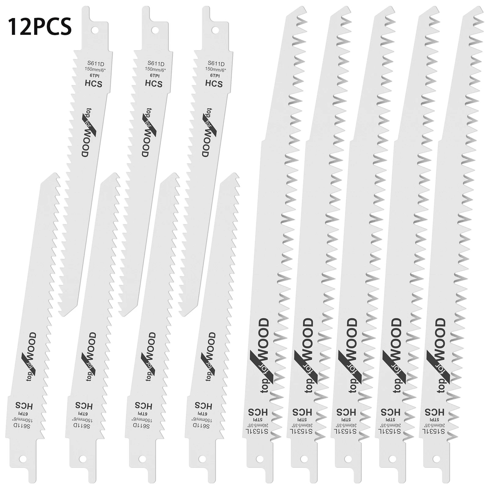 12Pcs-Reciprocating-Saw-Blade-6-5TPI-High-Carbon-Steel-Pruning-Saw ...