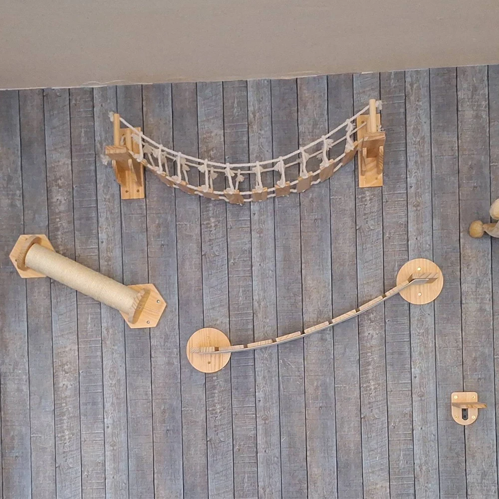 1-Piece-Cat-Tree-Wall-Mounted-Cat-Climbing-Bridge-with-Scratching-Post ...