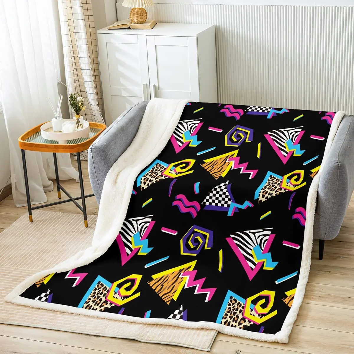 Memphis-Throw-Blanket-Retro-80s-90s-Bed-Blanket-Funky-Flannel-Blanket ...