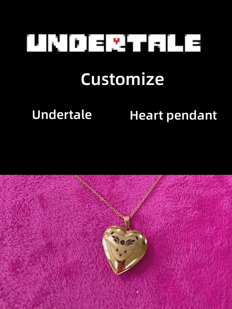 Game-UNDERTALE-Romantic-Heart-Photo-Frame-Necklaces-Can-Be-Opened ...