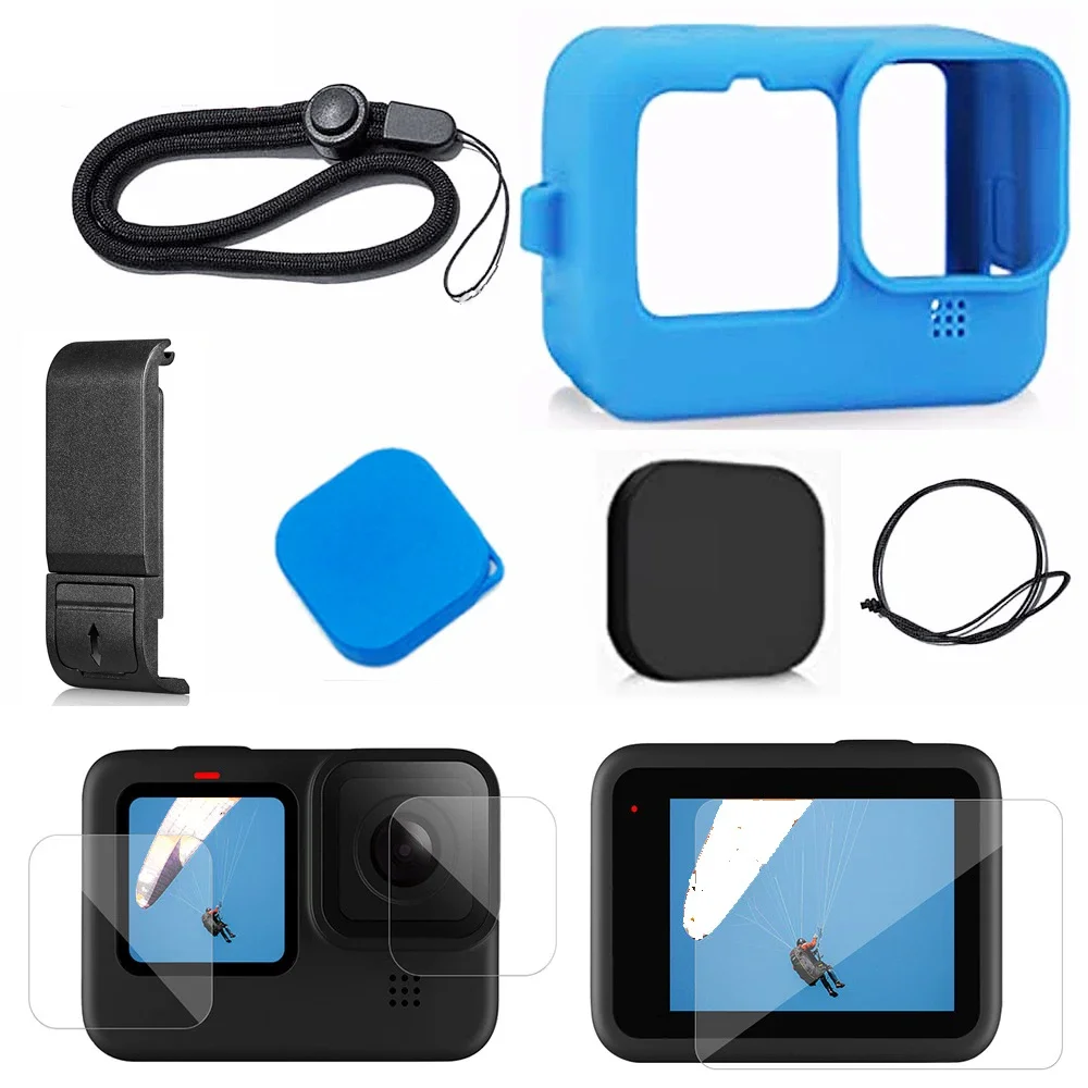 Silicone-Case-for-GoPro-Hero-12-11-10-9-Black-Tempered-Glass-Screen ...