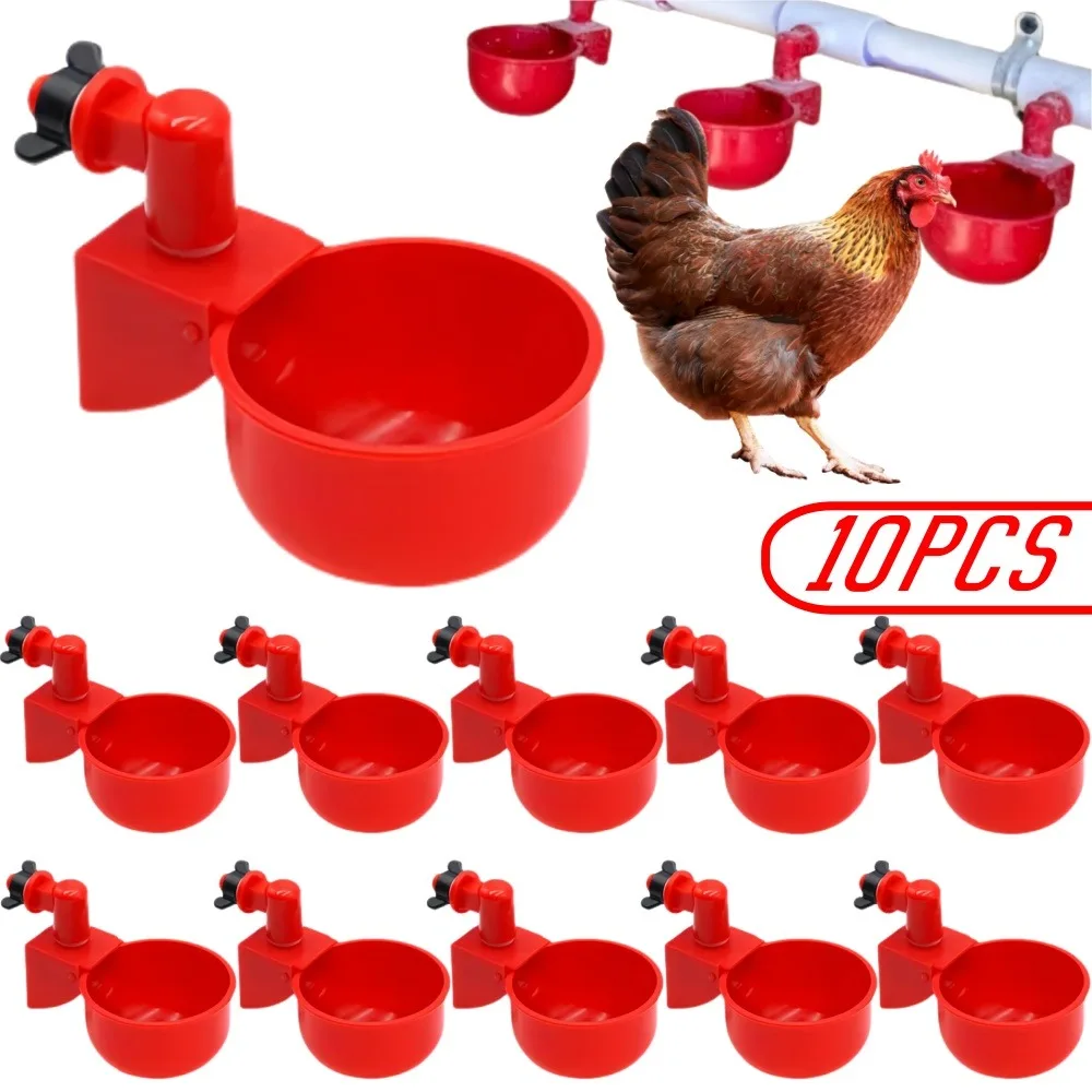 2-10PCS Chicken Drinking Bowl Plastic Automatic Filling Quail Poultry ...