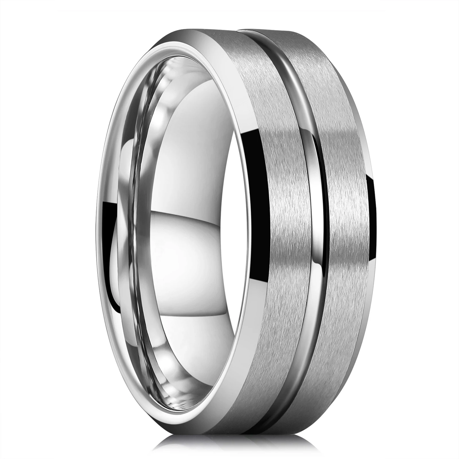 Fashion-8mm-Silver-Color-Titanium-Steel-Rings-For-Men-Women-Matte ...