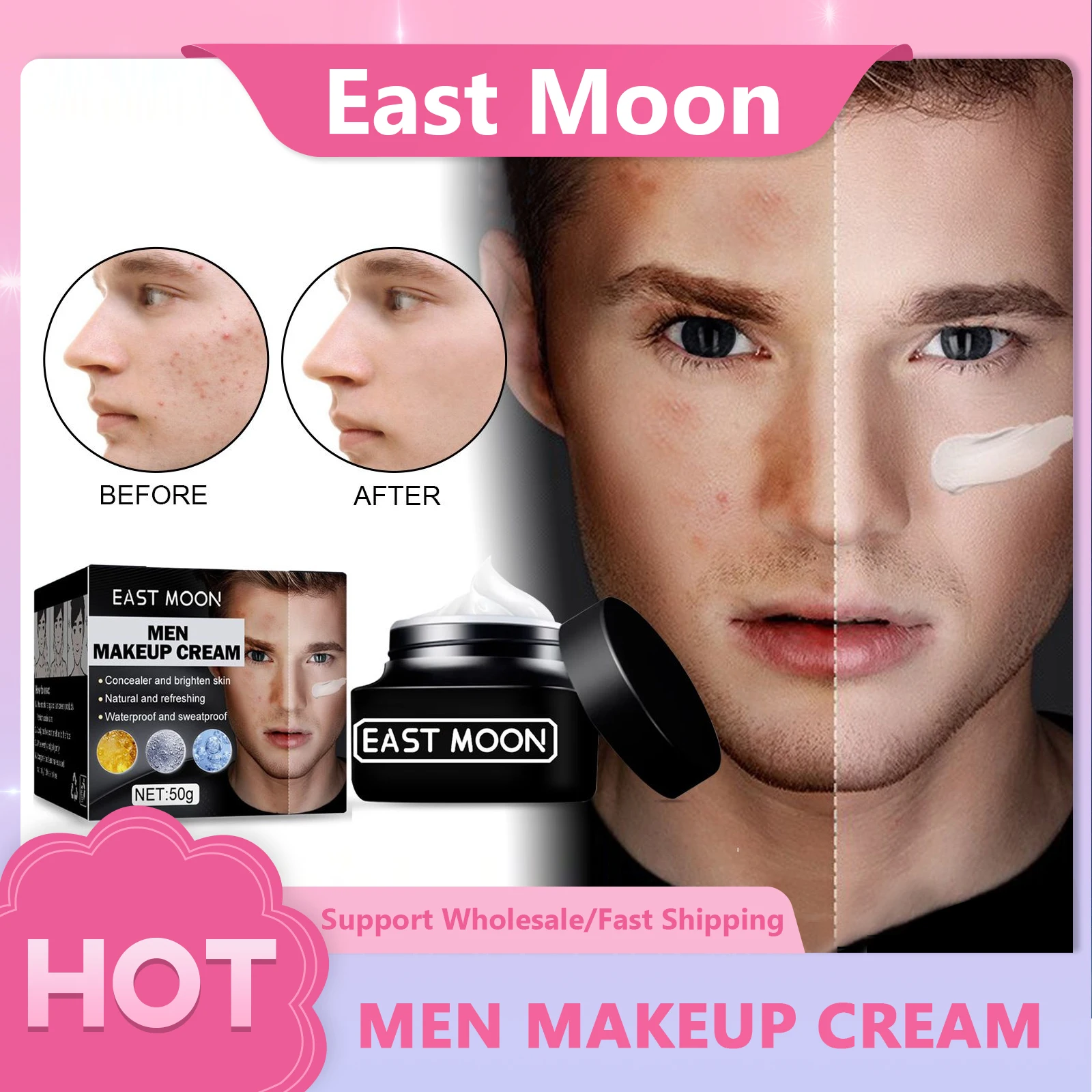 Men Makeup Face Cream Men Foundation Concealer Nourishing Refreshing ...