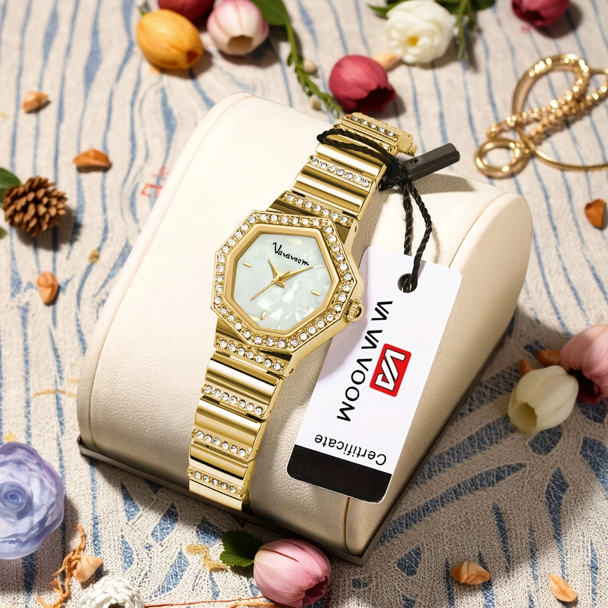 Gorgeous Ladies Watch Fashionable Rhinestone Rose Gold Clock Original ...