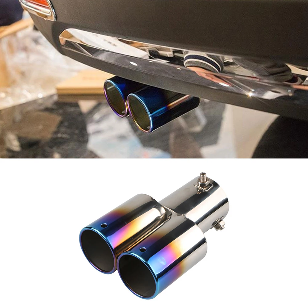 1 Pc Straight Curved Car Exhaust Tail Pipe Stainless Steel Car Dual ...