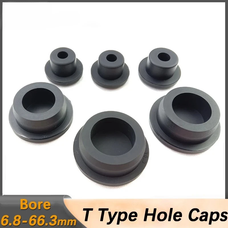 Black Silicone Rubber Seal Hole Plugs Hollow Blanking End Cap Bore 6.8 ...