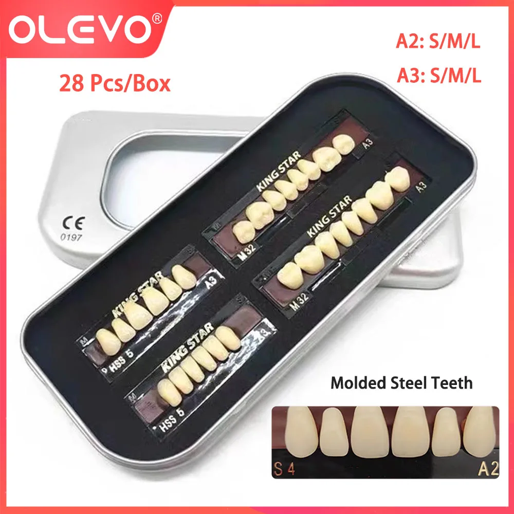 28 Pcs/Pack Dental Molded Steel Resin Teeth Dentures False Full Mouth ...