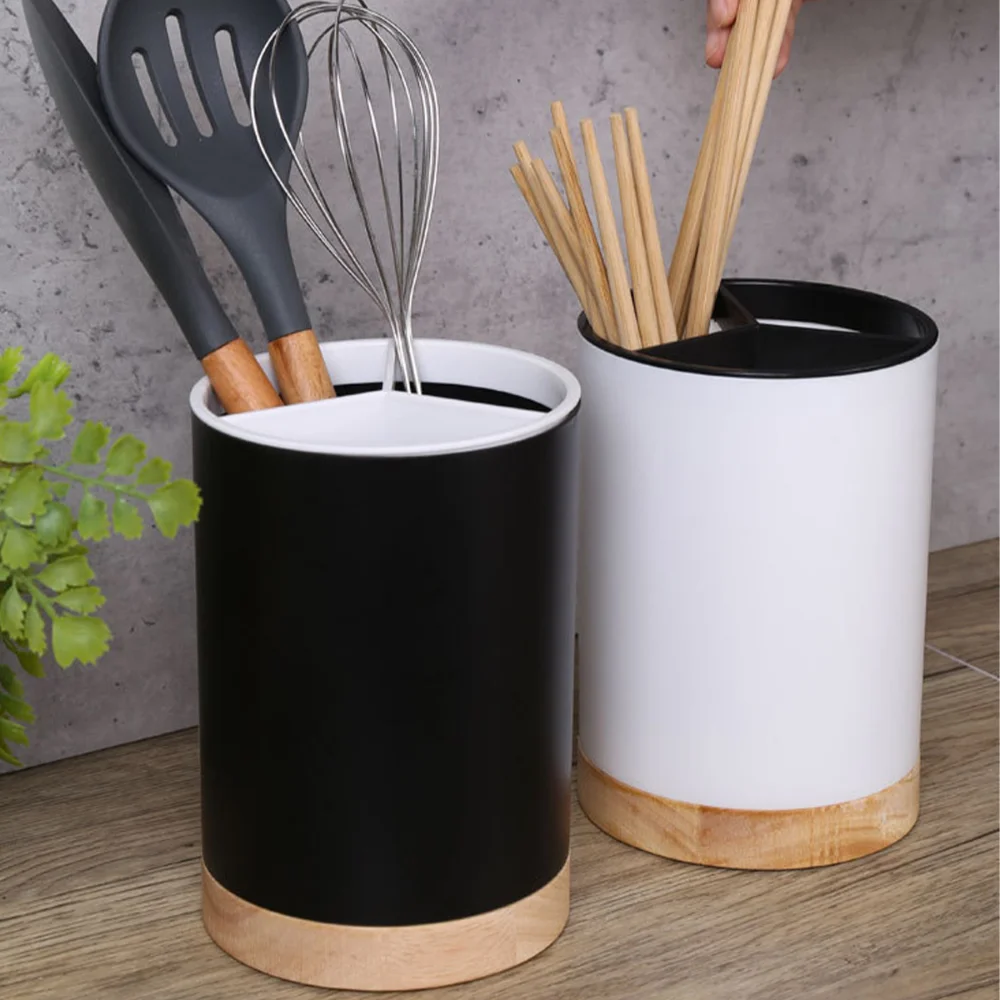 Utensil Holder Cutlery Drainer Kitchen Tableware Storage Bucket Plastic ...
