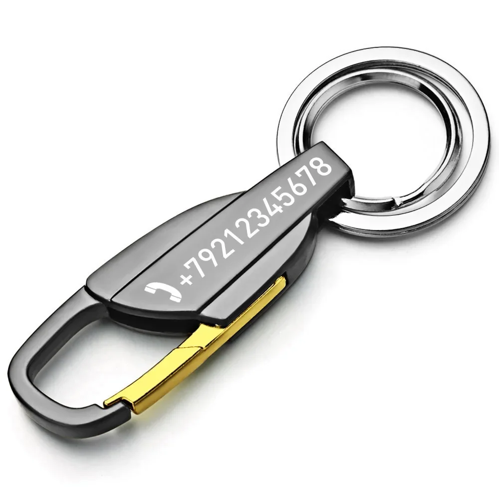 Anti-lost Name Keyring Personalized ID Phone No. KeyChains Custom Text ...