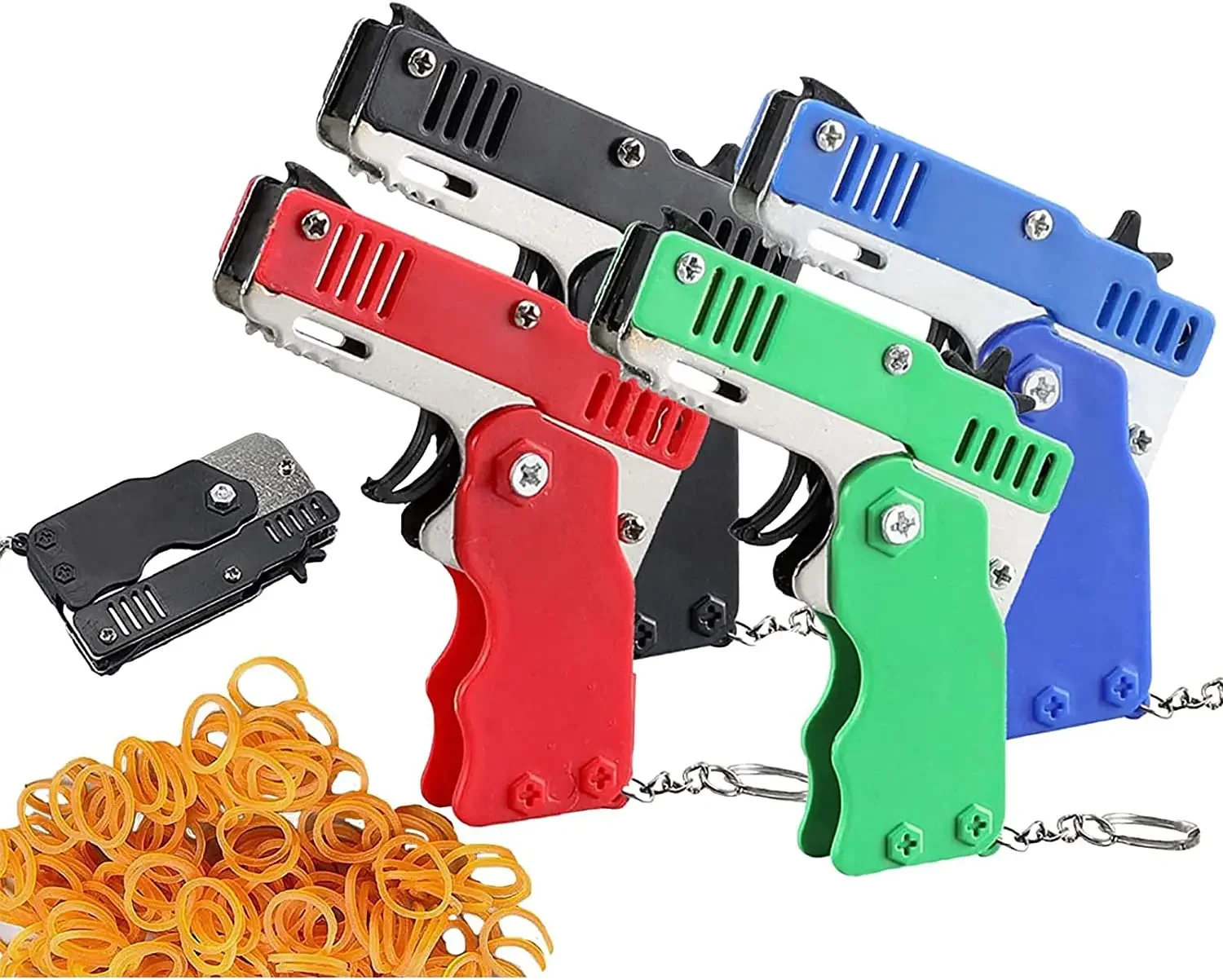 1PCS-keychain-pistole-60-gummib-nder-gummiband-pistole-Schie-en-Pistole ...