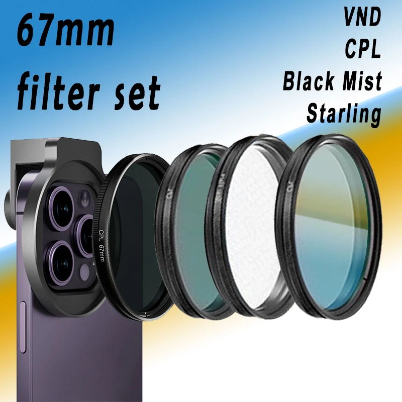 67mm Filter Set Phone Lens Includes Variable ND Filter CPL Star Black ...