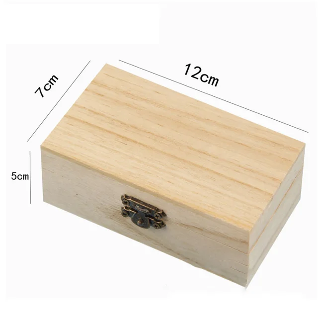 Retro Wooden Storage Box Plain Wood With Lid Multifunction Hinged Boxes ...
