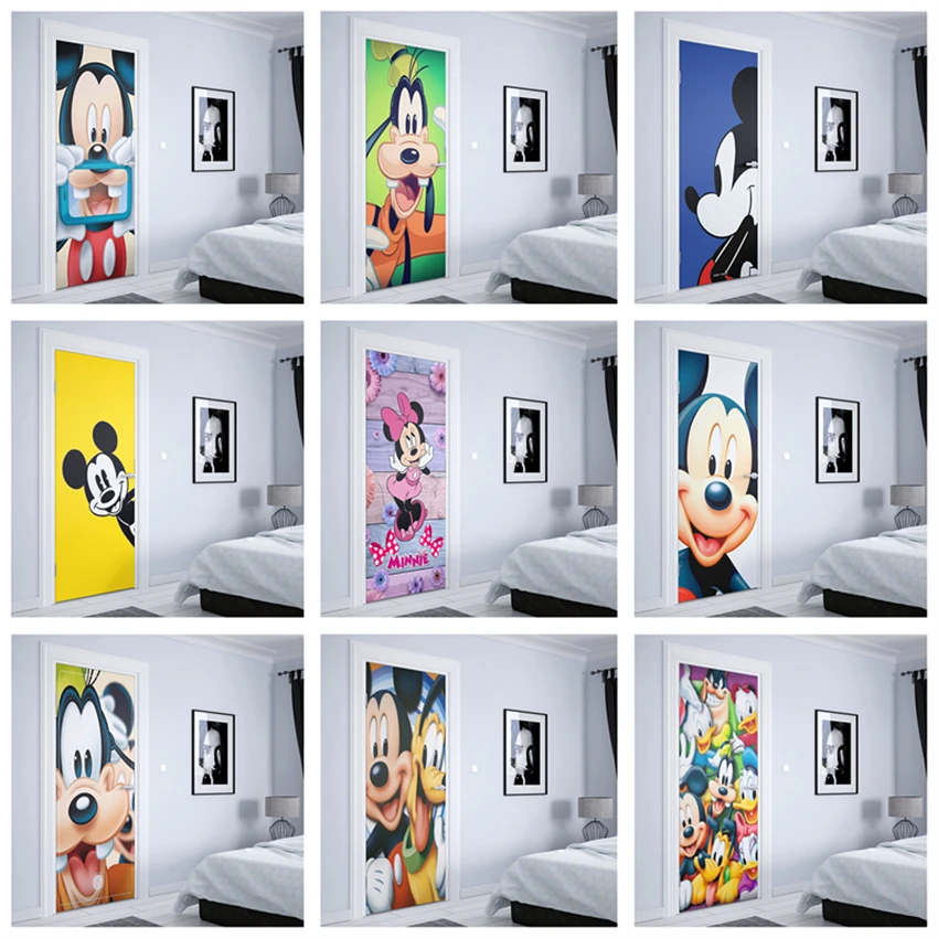 Disney-Mickey-Minnie-Mouse-Wallpaper-Self-Adhesive-Door-Mural-Removable ...
