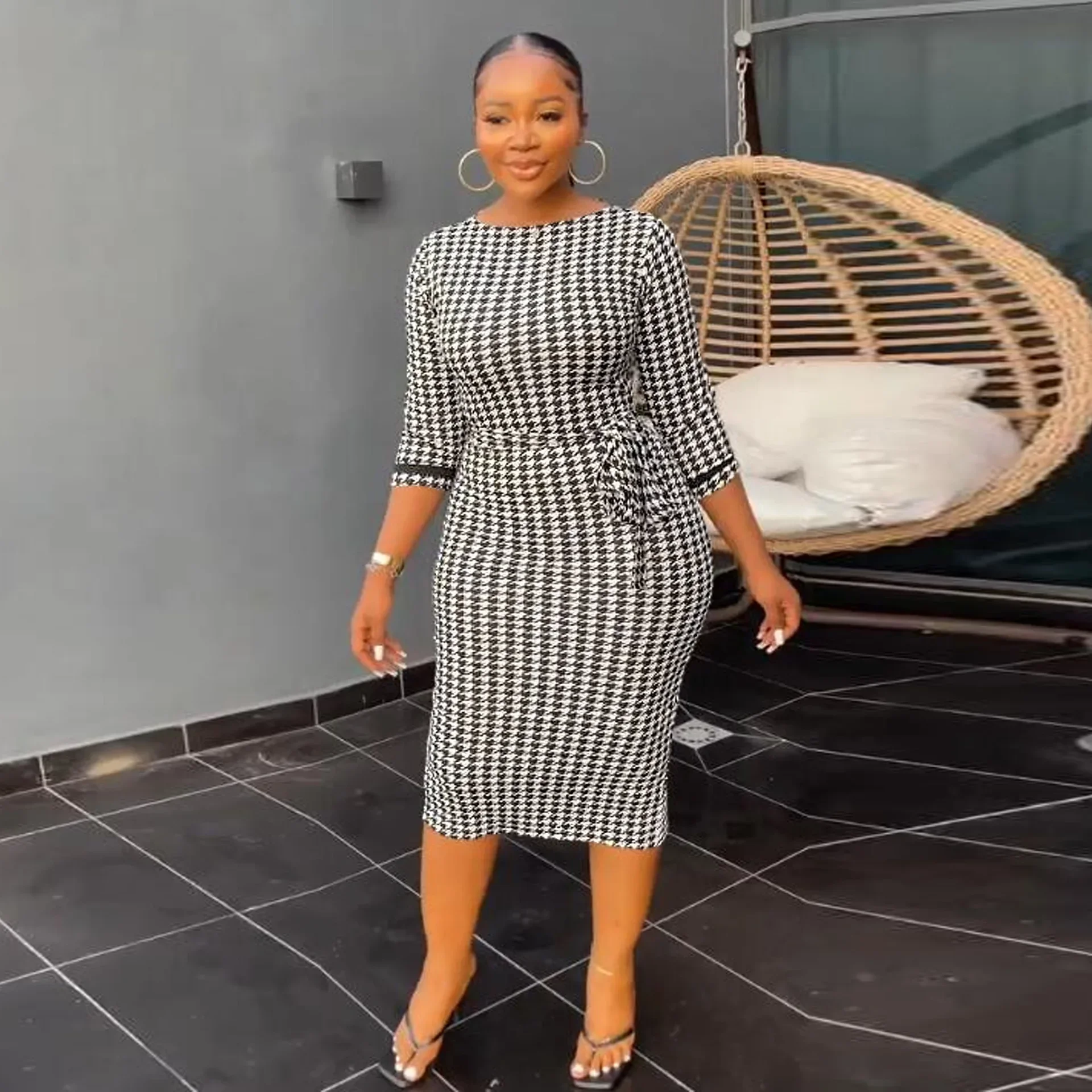 Gotoola-2024-Sexy-Printed-Stretch-Black-and-White-Plaid-Bag-Hip-Tight ...