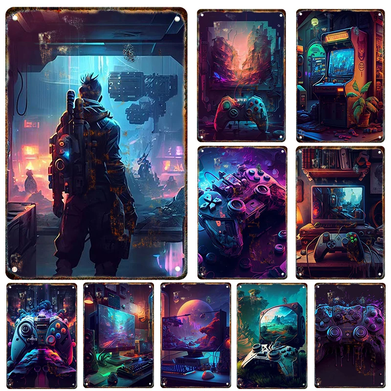 Gaming Artwork Iron Sheet Prints Punk Exploding Controller Gamer ...