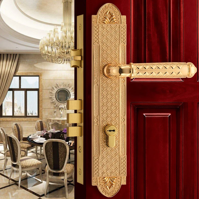 Luxury-Gold-Brass-Lock-Modern-Europen-Entrance-Gate-Locks-Golden-Wooden ...