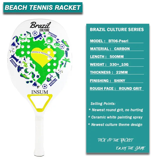 Brazil Beach Tennis Racquet Racket Beach Tennis Full Carbon Fiber EVA ...