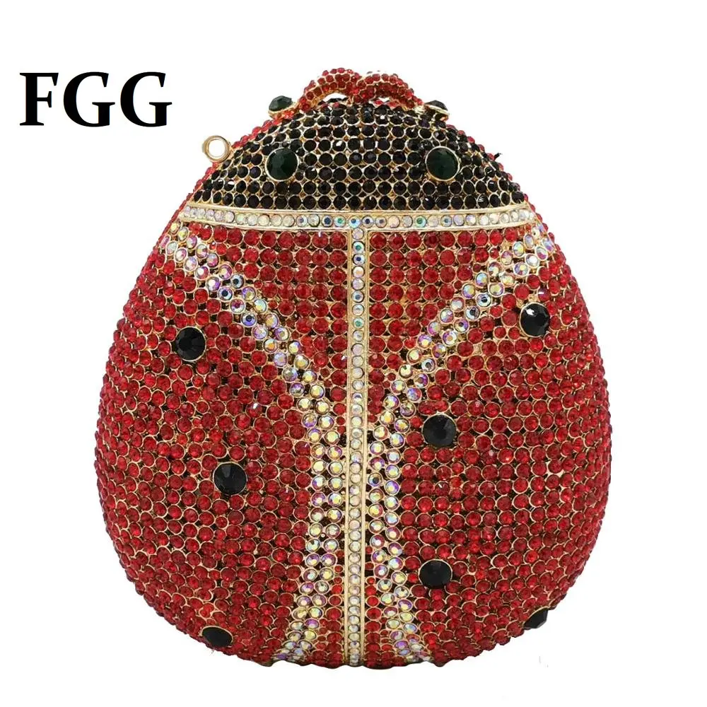 Boutique De FGG Ladybug Beetle Women Crystal Evening Bags ...