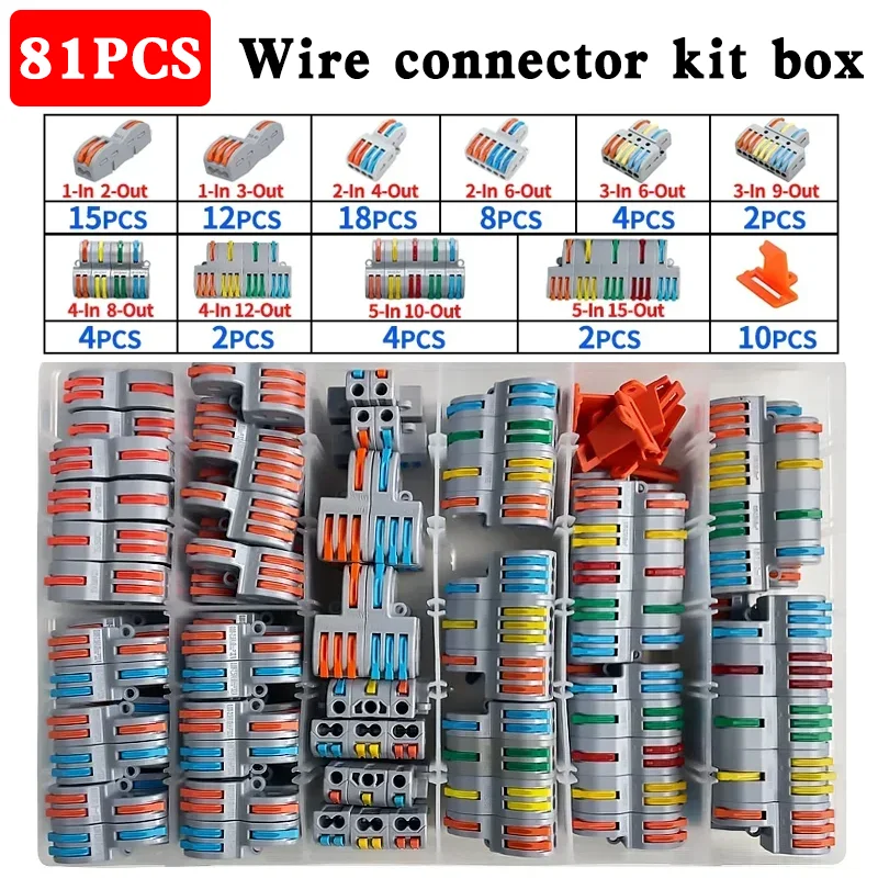 81-Pcs-Kit-Boxed-Mini-Fast-Wiring-Cable-Connectors-Universal-Compact ...