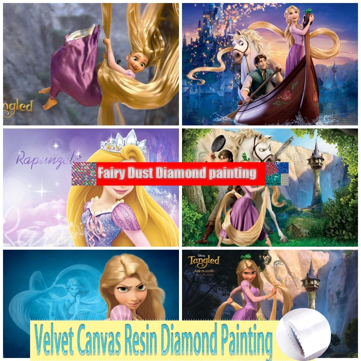 Disney-Movie-Tangled-Princes-Rapunzel-Fairy-Dust-Resin-Diamond-Painting ...